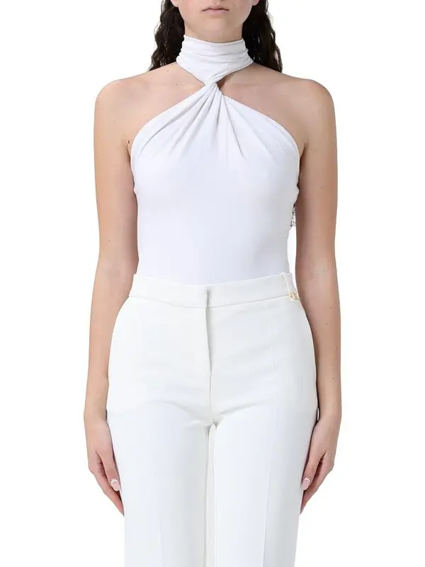 Elisabetta Franchi Stretch Viscose Bodysuit Top - Ivory