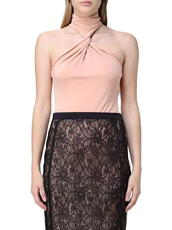 Elisabetta Franchi Twisted Halterneck Top - Nude