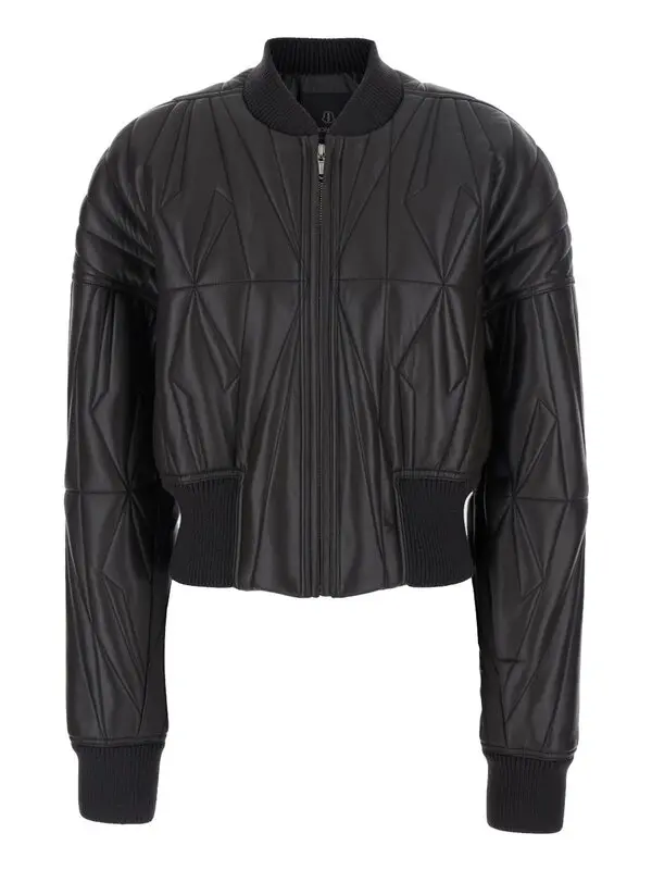 Rick Owens X Moncler Quilted Calfskin Cropped Bomber Jacket - Brown