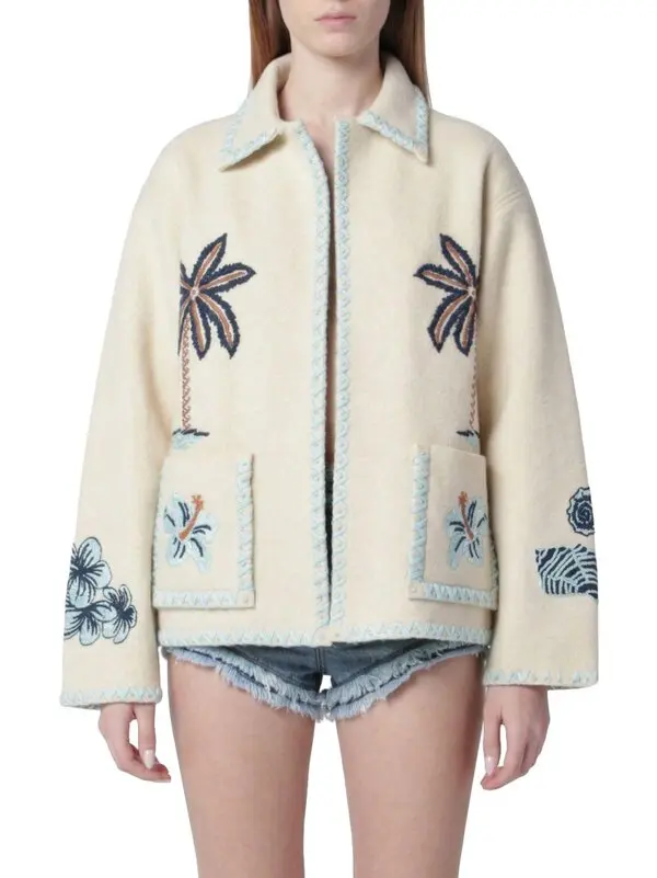 Alanui Embroidered Coat - Beige