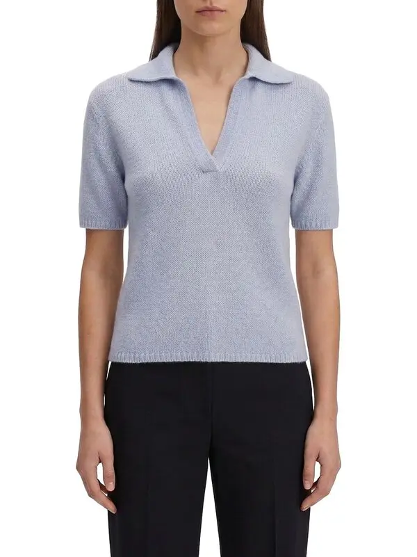 Gabriela Hearst Cashmere Knit Polo Shirt - Gnawed Blue
