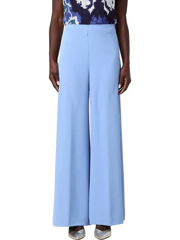 HANITA Crepe Wide-leg Trousers - Gnawed Blue