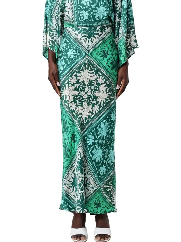 HANITA Printed Viscose Long Skirt - Green