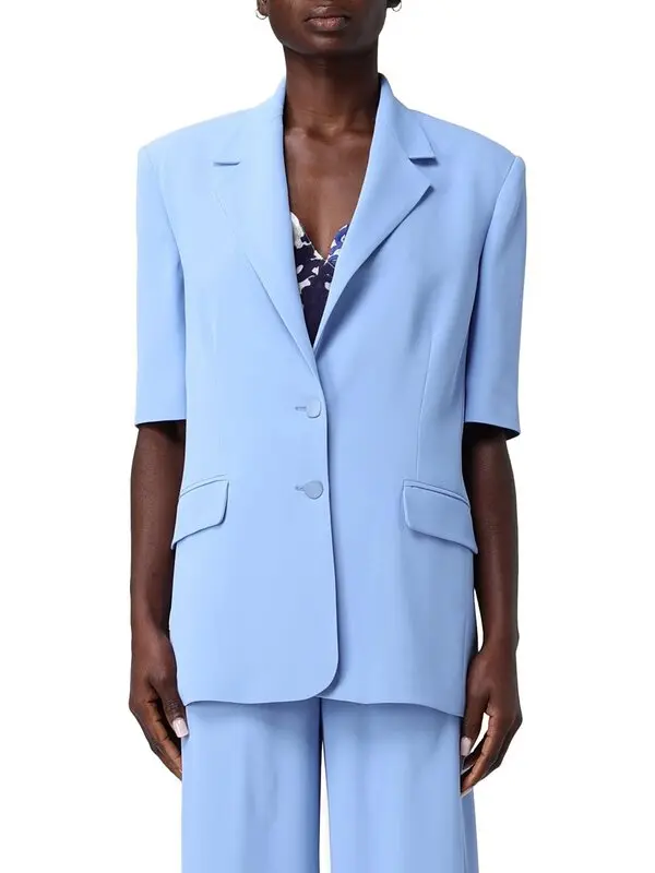 HANITA Crepe Single-breasted Blazer - Gnawed Blue