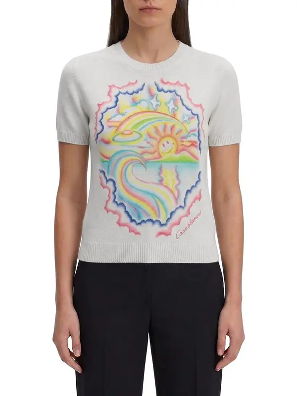 Casablanca Printed Cotton Blend T-shirt - Ivory