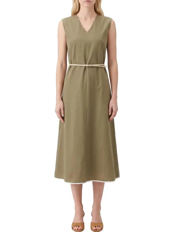 Fabiana Filippi Midi Dress In Viscose And Linen - Mud