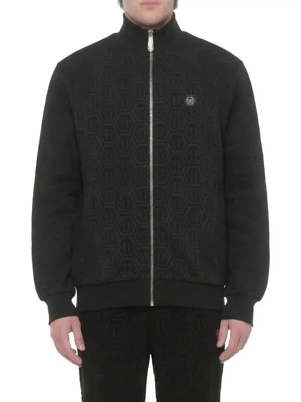 Philipp Plein Monogrammed Zip-up Sweatshirt - Black