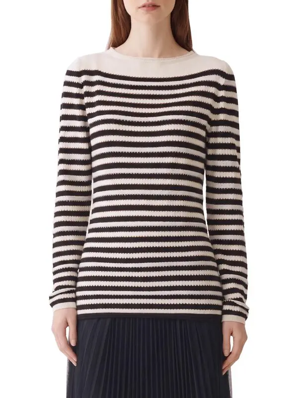 Fabiana Filippi Striped Cotton Knit Top - Milk