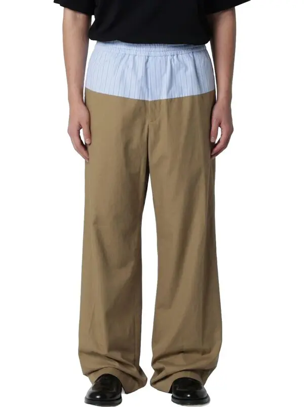 Dries Van Noten Cotton Wide-leg Trousers With Abstract Pattern - Brown