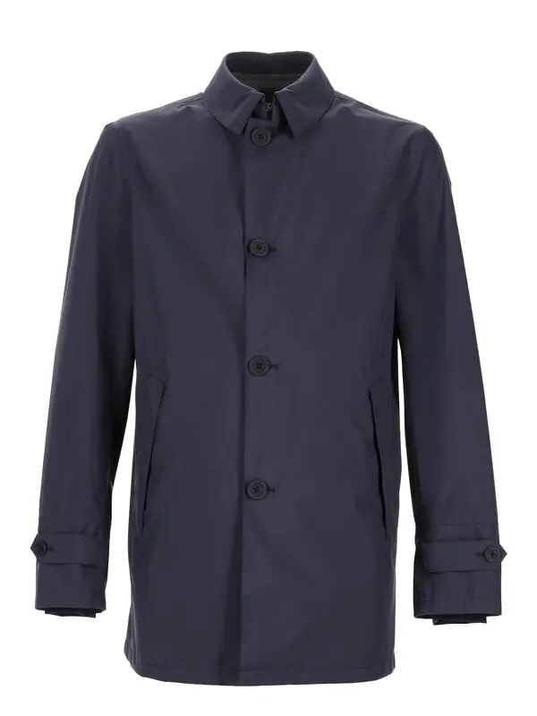 Herno Impermeable Jacket With Collar - Blue