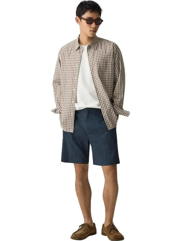 Theory Standard Short In Good Linen - Dark Blue Wing