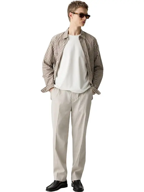 Theory Standard Fit Good Linen Pant - Silver Cloud