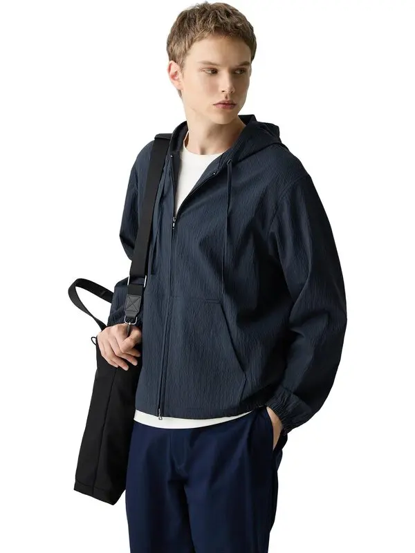 Theory Lightweight Kelso Nylon Hoodie - Light Eclipse
