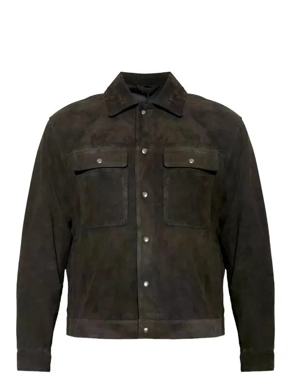 ALLSAINTS Buttoned Leather Jacket - Brown