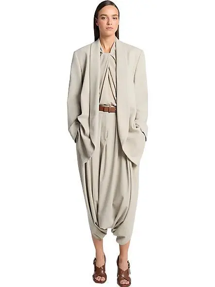 Michael Kors Tissue Wool Crepe Bathrobe Jacket - Natural