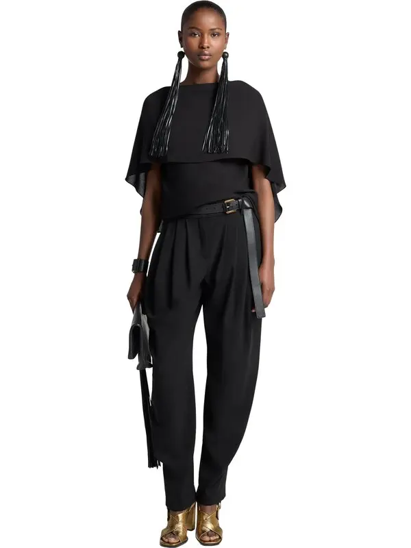 Michael Kors Pleated Tissue Wool Crepe Barrel Trousers - Black