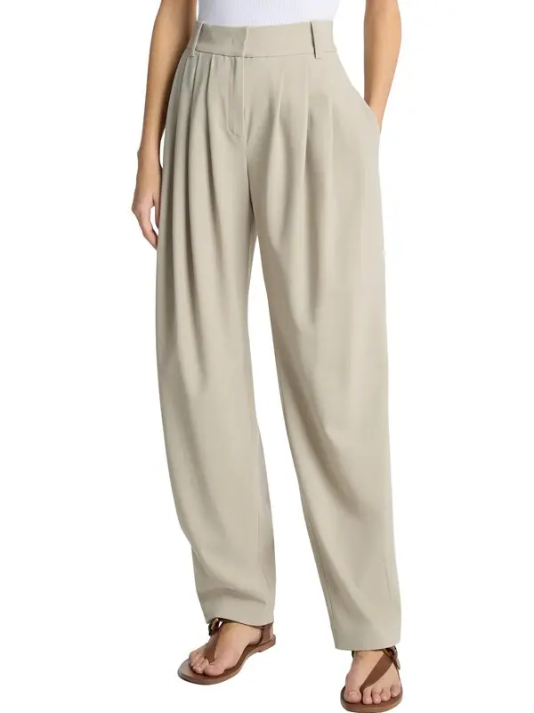 Michael Kors Pleated Tissue Wool Crepe Barrel Trousers - Natural
