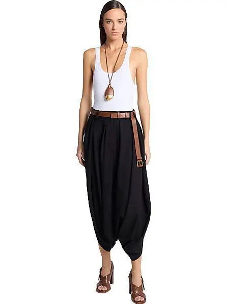 Michael Kors Draped Tissue Wool Culottes - Black