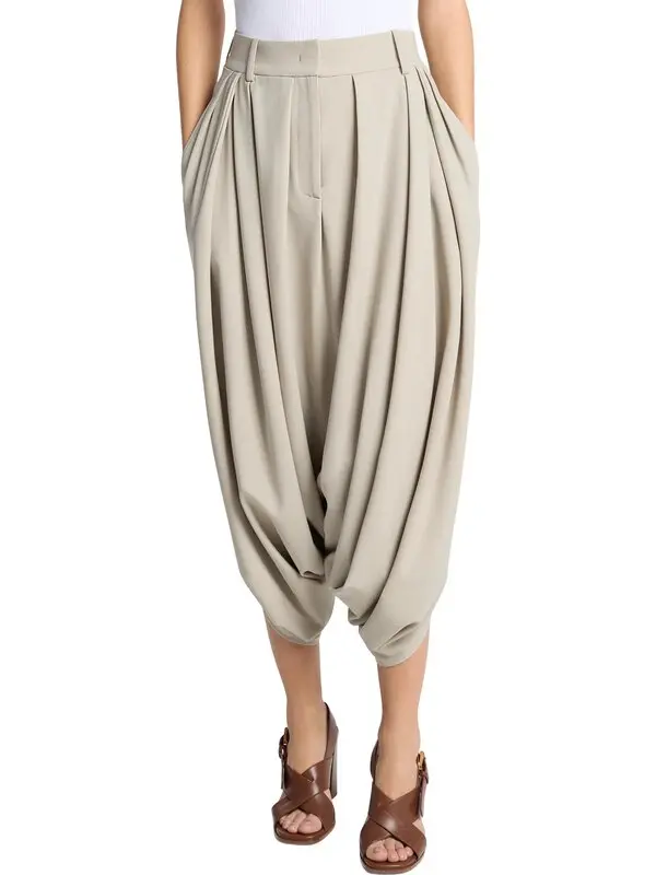 Michael Kors Draped Tissue Wool Culottes - Natural