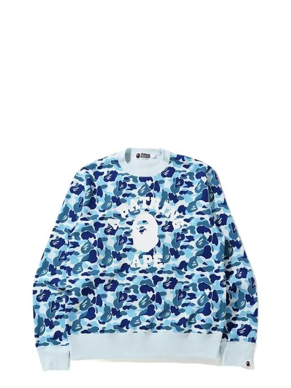 A BATHING APE Abc Camo College Wide Crewneck Sweatshirt - Blue