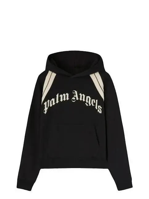 Palm Angels Logo Striped Track Hoodie - Black/white