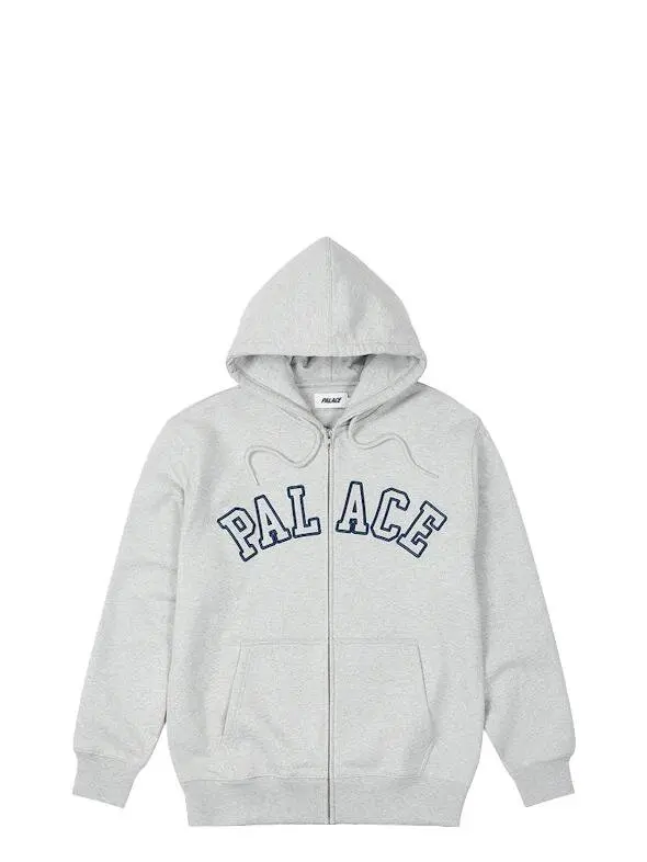 PALACE Outline Arch Zip Hood - Grey Marl