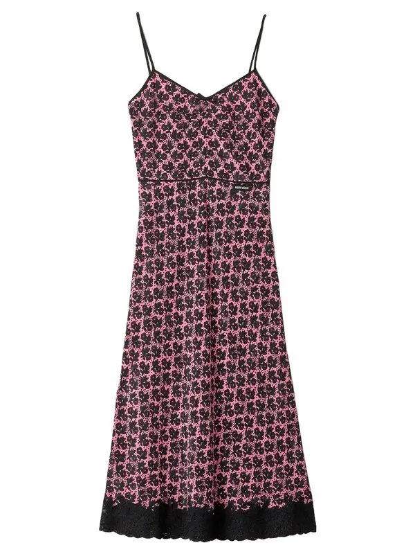 Miu Miu Crêpe De Chine Dress - Pink/black
