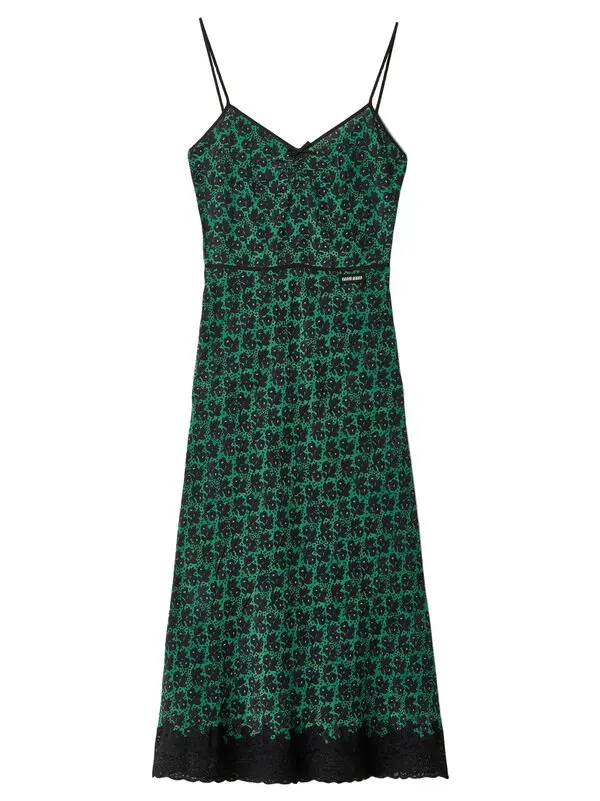 Miu Miu Crêpe De Chine Dress - Green/black