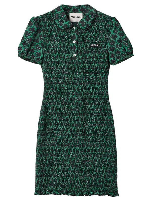 Miu Miu Crêpe De Chine Mini-dress - Green/black