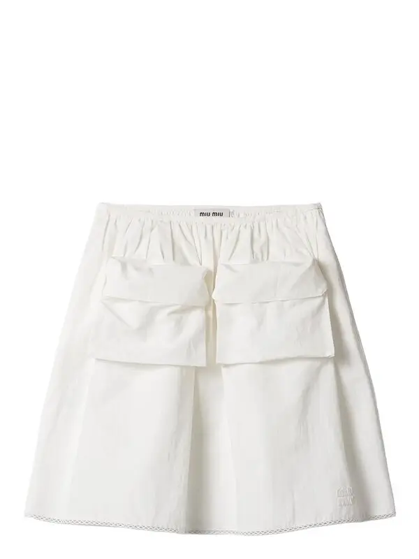Miu Miu Slubbed Poplin Flared Skirt - White