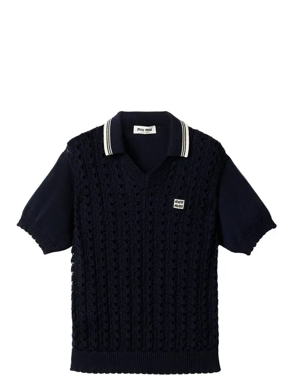 Miu Miu Cotton Polo Shirt - Navy