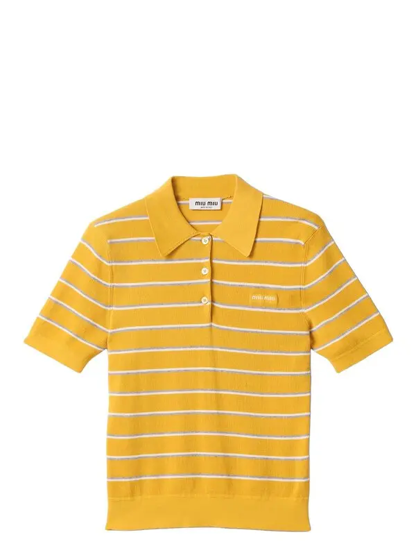 Miu Miu Cotton Knit Polo Shirt - Yellow
