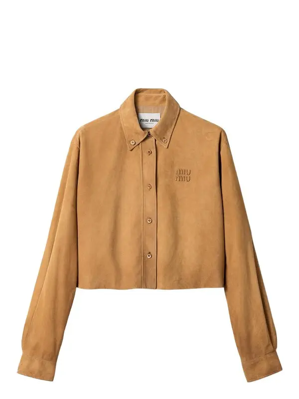 Miu Miu Waxed Suede Shirt - Honey
