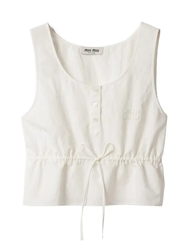 Miu Miu Slubbed Poplin Top - White