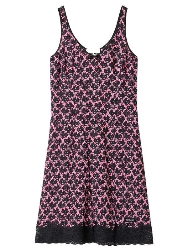 Miu Miu Crêpe De Chine Mini-dress - Pink/black