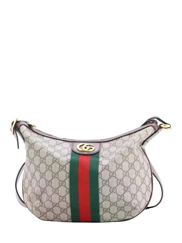 Gucci Ophidia Half Moon Hobo Gg Coated Canvas Small Crossbody Bag - Brown