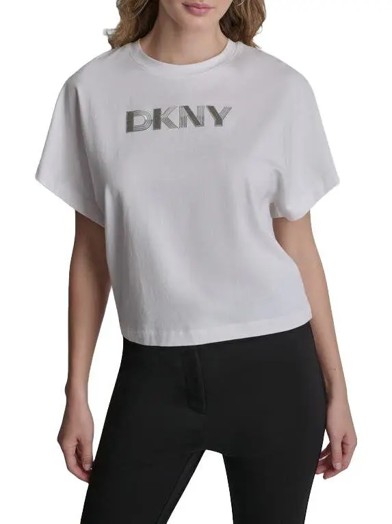 Dkny Art Deco Logo Graphic T-shirt - White