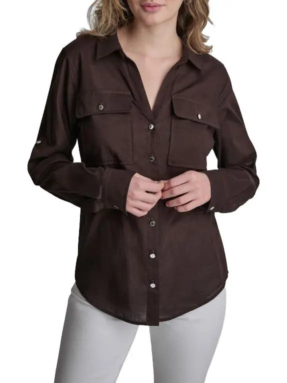 Dkny Roll Tab Shirt - Tobacco