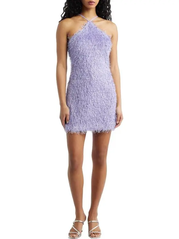 SONYA MODA Luna Fringe Mini Dress - Lilac