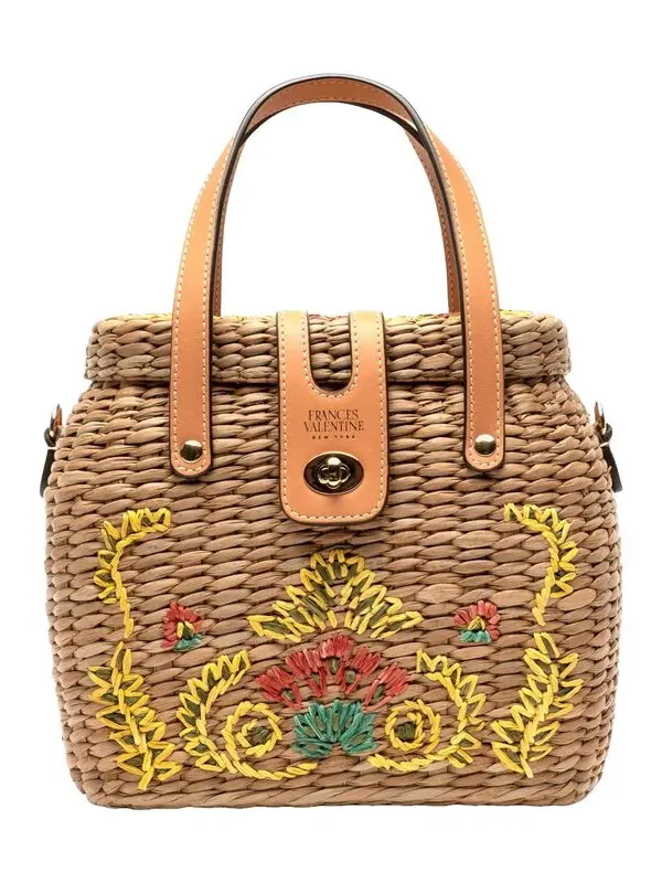 FRANCES VALENTINE Harriet Wicker Top Handle Bag - Natural/multi