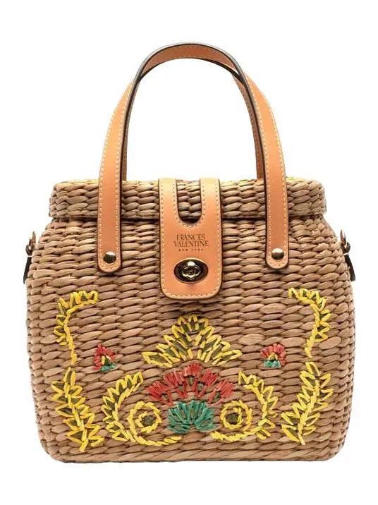 FRANCES VALENTINE Harriet Wicker Top Handle Bag - Natural/multi