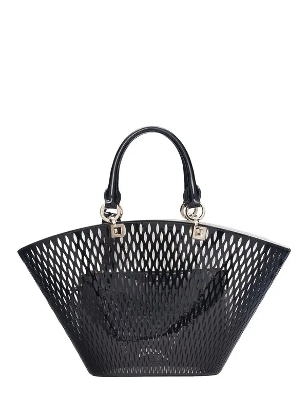 TOM FORD Medium Cutout Patent Leather Panier Tote - Black