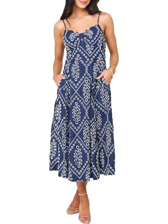GIBSONLOOK Eyelet Cotton Sundress - Navy Eyelet
