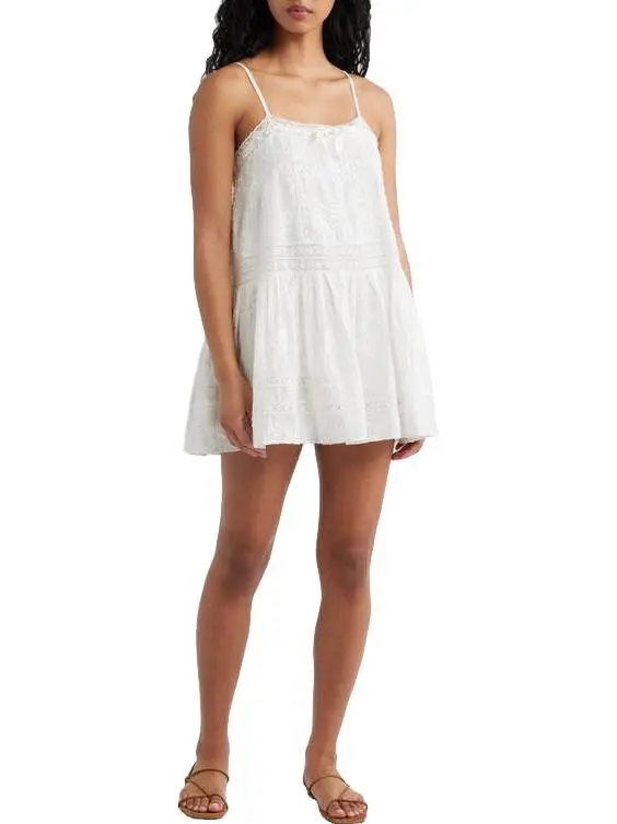 LoveShackFancy Vionett Floral Embroidered Minidress - White