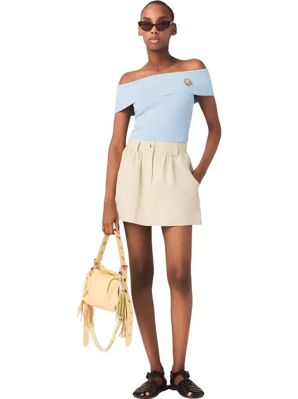 Maje Layered-effect Cotton Skort - Ecru