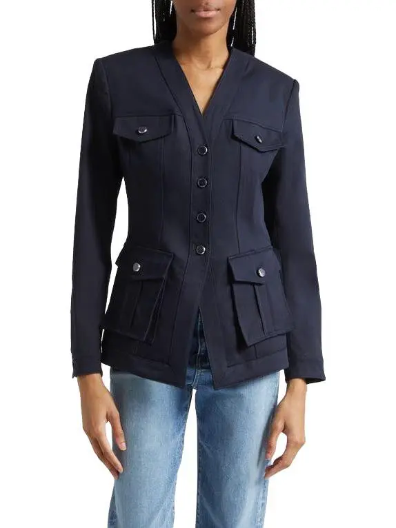 Veronica Beard Pendle Dickey Linen Jacket - Navy