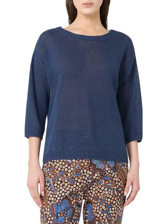 Max Mara Cannone Linen Sweater - Navy