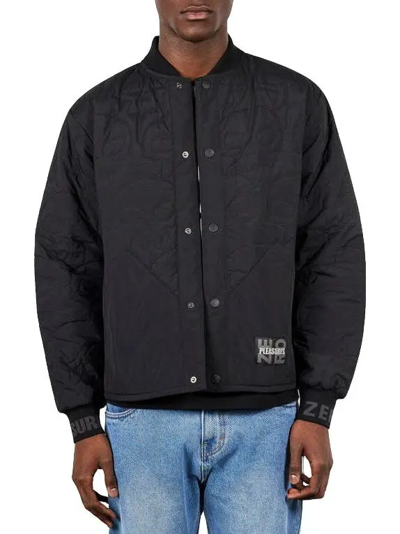 PLEASURES Thomas Quilted Bomber Jacket - Black