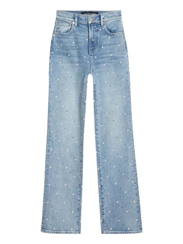 Veronica Beard Dylan Embellished Straight Leg Jeans - Amethyst Frost