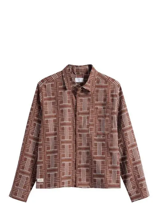 PERCIVAL Shashiko Embroidered Button-up Shirt - Brown